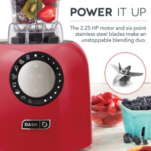 Dash Chef Series Deluxe Digital 64 oz Countertop Blender, with Stainless Steel Blades, Tritan Blending Jug, Tablet Stand & USB Charging Port, for Smoothies, Nut Butters, Purees, Soup and More - Red