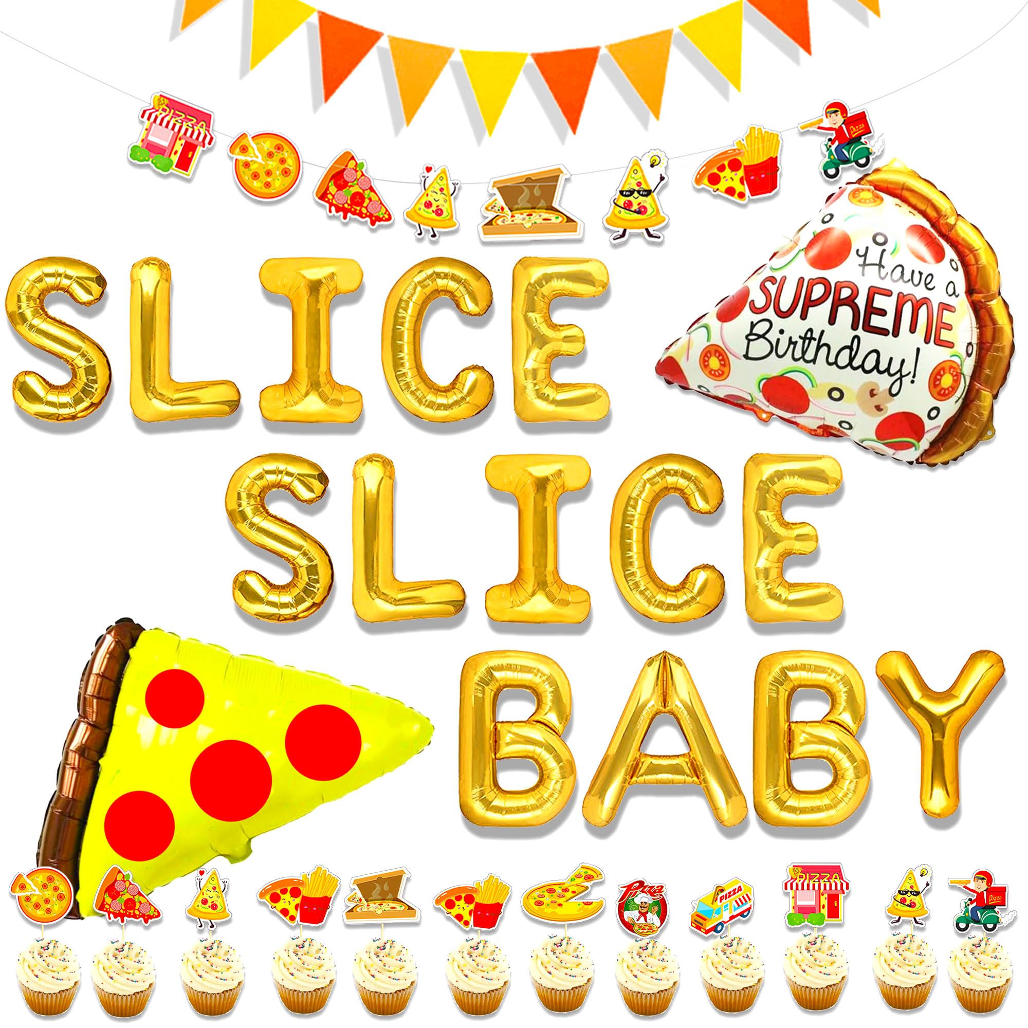 Slice Slice Baby Balloons Slice Slice Baby Decoration Slice Slice Baby Shower Decoration Pizza Party Decoration Pizza Birthday Decoration