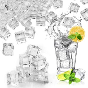 lyfjxx fake ice, clear fake ice cubes acrylic, 17 mm 100 pcs acrylic decorative ice cubes for photography accessories props decoration vase fillers