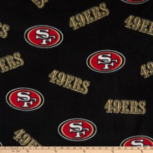 nfl fleece san francisco 49ers black, fabric by the yard