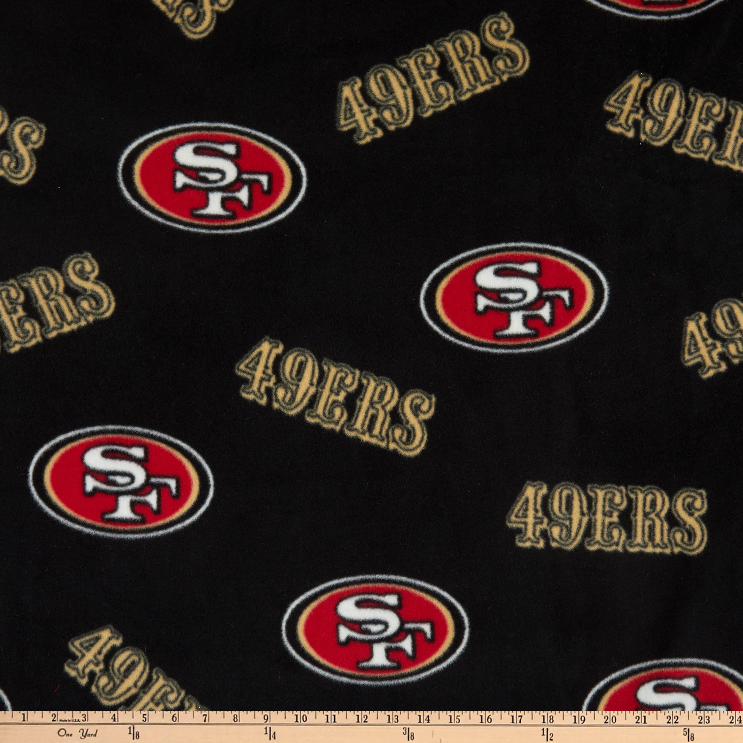 NFL Fleece San Francisco 49ERS Black, Fabric by the Yard