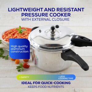 Universal 4.75 Quart / 4.5 Liter Anti-Rust Ultra Pressure Cooker, Aluminum Pressure Cooker for 5 Servings, Pressure Cooker for Canning, Even Heat Distribution, Diameter 9.4 inches, Height 8 inches