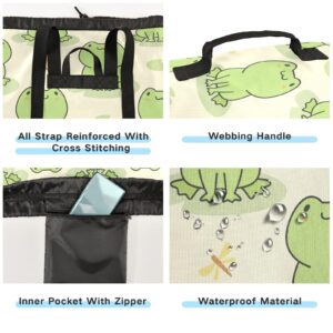 Cute Frog Laundry Backpack Large Heavy Duty Laundry Bag for College Students Laundry bag with Shoulder Straps Dirty Clothes Organizer for Traveling Waterproof