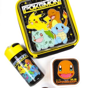 Pokemon Lunch Bag 5 Piece (Food Bag Water Bottle 3 Snack Pots) One Size