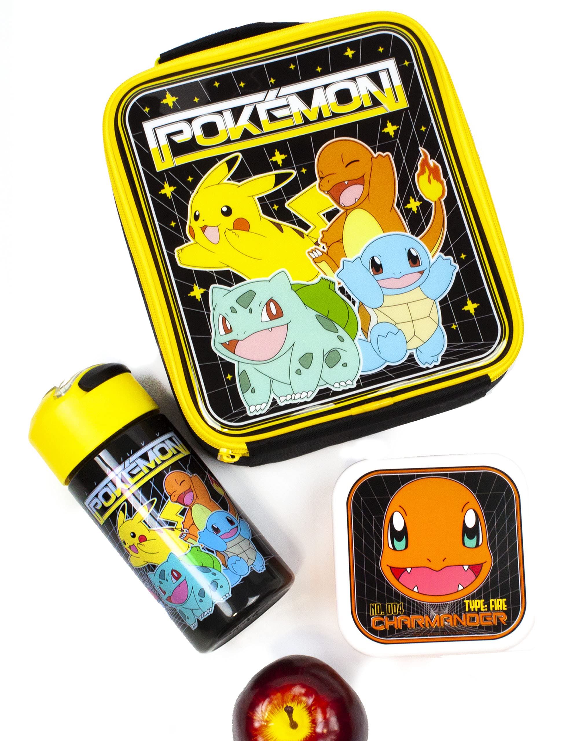 Pokemon Lunch Bag 5 Piece (Food Bag Water Bottle 3 Snack Pots) One Size