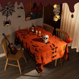 MikiUp Rectangle Halloween Tablecloth - Haunted House Decorative Holiday Table Cloth, Waterproof and Washable Fabric Table Cover for Party Kitchen Dining Room Indoor, 60 x 84 Inch