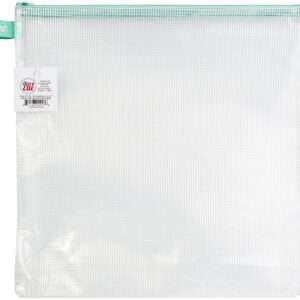 Avery Elle Zippered Vinyl Mesh Pouch - Aqua-Extra Large