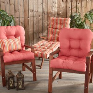 South Pine Porch Outdoor Seat/Back Chair Cushion, Coral