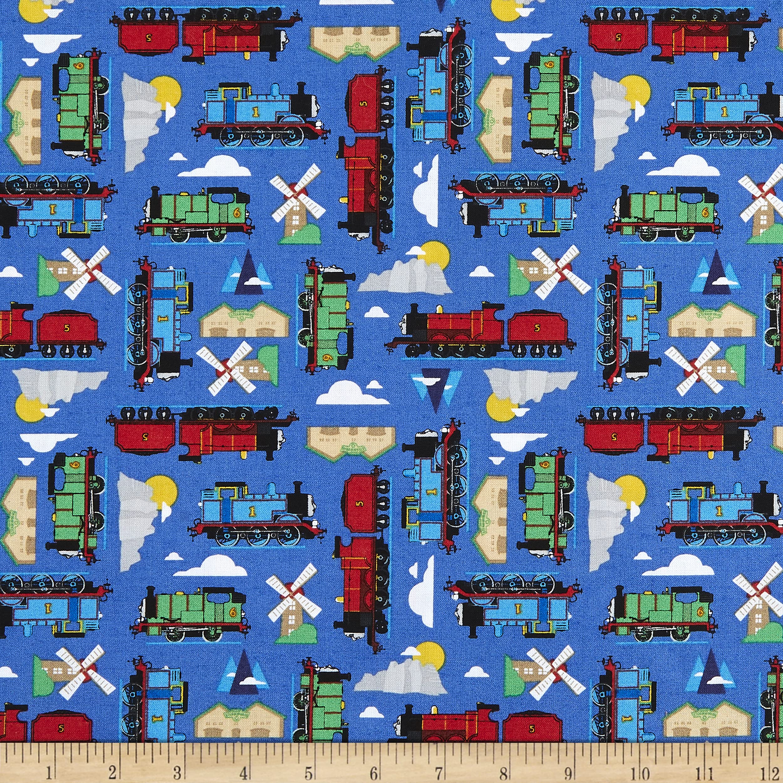 Riley Blake All Aboard With Thomas & Friends Sodor Blue, Fabric by the Yard