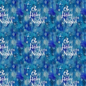 pbs fabrics christmas peace by amarilys hendereson, quilter's cotton by the yard, oh holy night, blue