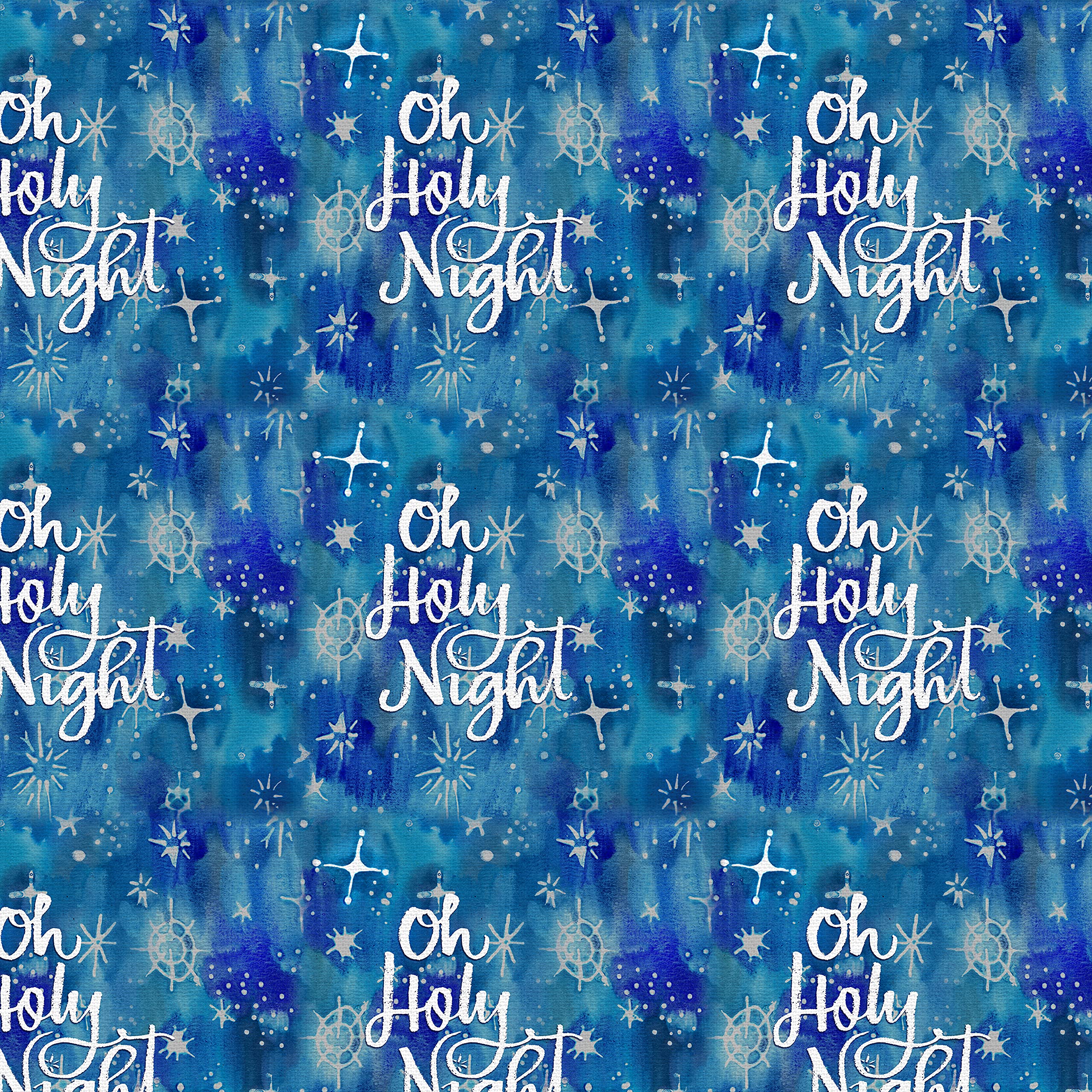 PBS Fabrics Christmas Peace by Amarilys Hendereson, Quilter's Cotton by The Yard, Oh Holy Night, Blue