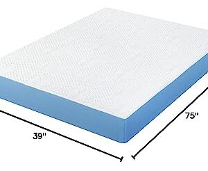 Olee Sleep 8 Inch Ventilated Gel Infused Memory Foam Mattress, CertiPUR-US® Certified, Blue, Twin