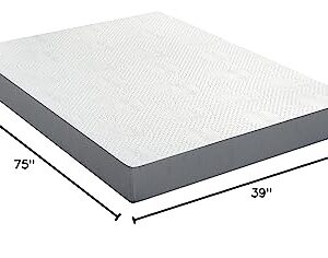 Olee Sleep 6 Inch Ventilated Gel Infused Memory Foam Mattress, CertiPUR-US® Certified, Gray,Twin