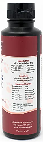 Life Line Pet Nutrition Wild Alaska Salmon & Pollock Oil - Omega 3 Supplement for Dogs and Cats in All Life Stages, 8.5 Fl Oz