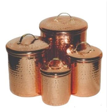 starcrafts 92075 Hammered Stainless Steel Canister with Copper, 4 Piece