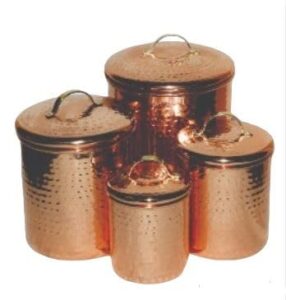 starcrafts 92075 hammered stainless steel canister with copper, 4 piece