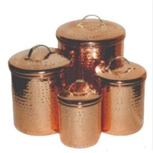 starcrafts 92075 Hammered Stainless Steel Canister with Copper, 4 Piece