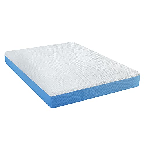 Olee Sleep 9 Inch Ventilated Gel Infused Memory Foam Mattress, CertiPUR-US® Certified, Blue, Twin