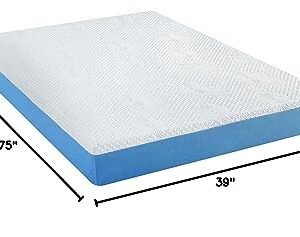 Olee Sleep 9 Inch Ventilated Gel Infused Memory Foam Mattress, CertiPUR-US® Certified, Blue, Twin