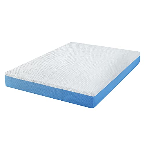 Olee Sleep 9 Inch Ventilated Gel Infused Memory Foam Mattress, CertiPUR-US® Certified, Blue, Twin