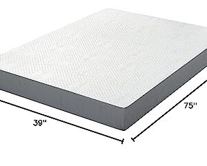 Olee Sleep 7 Inch Ventilated Gel Infused Memory Foam Mattress, CertiPUR-US® Certified, Gray, Twin