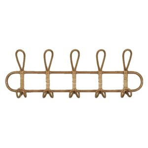 A FEI Rustic Rattan Wall Hooks 3 or 5 Hooks Hanging Coat Rack Storage Rattan Wall Hanger Clothing Hat Towel Hanger