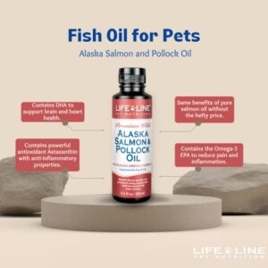 Life Line Pet Nutrition Wild Alaska Salmon & Pollock Oil - Omega 3 Supplement for Dogs and Cats in All Life Stages, 8.5 Fl Oz