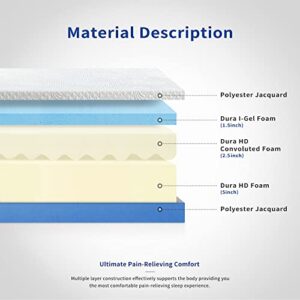 Olee Sleep 9 Inch Ventilated Gel Infused Memory Foam Mattress, CertiPUR-US® Certified, Blue, Twin