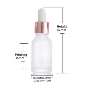 12 Pack,0.5 Oz Matte Glass Dropper Bottle,Empty Frosted Essential Oil Dropper Bottle Holder With Glass Eye Dropper,Rose-Golden Caps Perfume Travel Vial Container-Pipette,Stickers,Funnel included