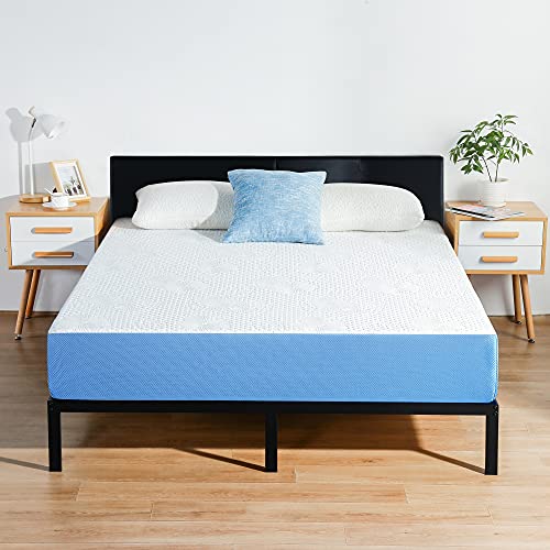 Olee Sleep 8 Inch Ventilated Gel Infused Memory Foam Mattress, CertiPUR-US® Certified, Blue, Twin