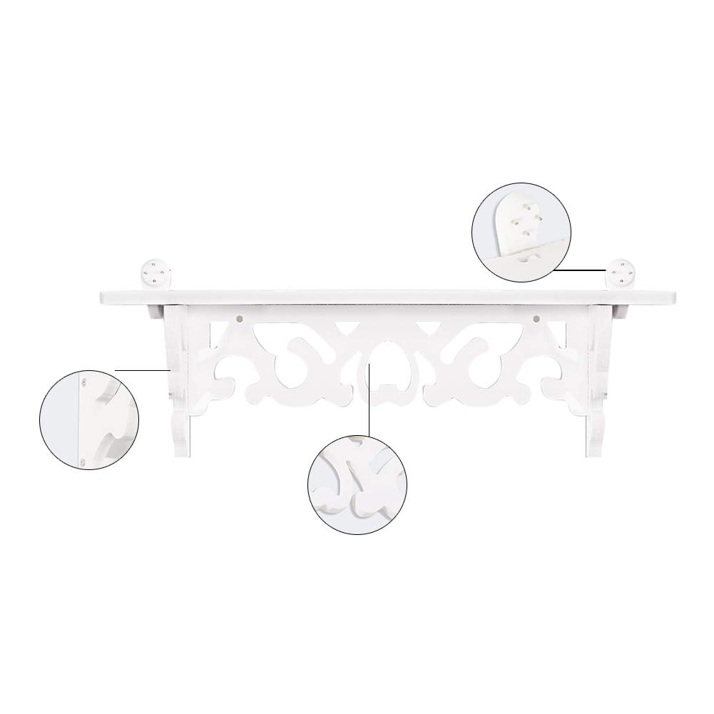 Wall Storage Rack, White Decoration Display Wall Shelf Wall Mount for Living Room