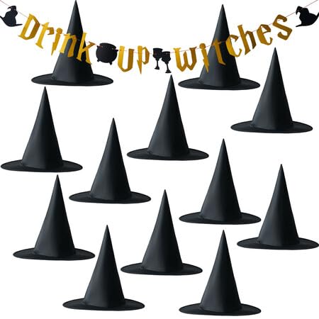 JOYIN 12 Pcs Witch Hat Halloween Decorations Indoor Decor, Hanging Witch Hats Decor Halloween Party Supplies Favors Haunted House Front Porch Ceiling