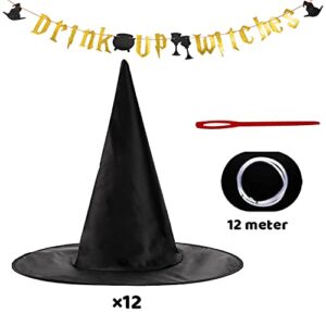 JOYIN 12 Pcs Witch Hat Halloween Decorations Indoor Decor, Hanging Witch Hats Decor Halloween Party Supplies Favors Haunted House Front Porch Ceiling