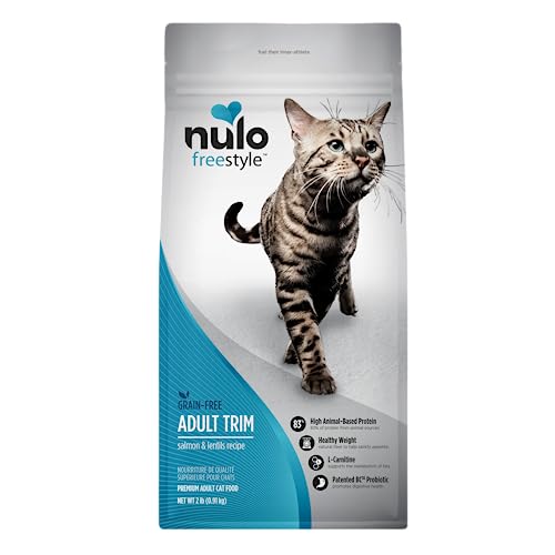 Nulo Freestyle Adult Trim Premium Grain-Free Dry Small Bite Cat Food Kibble with BC30 Probiotic for Digestive Health Support, Salmon & Lentils 2 Pound Bag