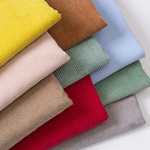 Jennfabric Olive Green"Corduroy" Velvet Narrow Rib Knitted Thin Fabric, Half-Meter, Yellow, Pink, White, Beige, Black, red, Blue and Gray - 5-150cmX50cm