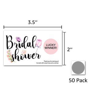 50 Bridal Shower Scratch Off Game Cards, Bride Shower Party Activity Games, Wedding Shower Ideas, Mini Size 2X3.5 inches, Bachelorette Party Scratch off Cards Tickets