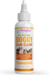 petglow dog ear cleaner infection for yeast with turmeric. natural ear therapy eliminates painful ear infections, odor, wax, and stops chronic ear itch.