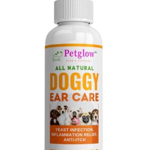 PetGlow Dog Ear Cleaner Infection for Yeast with Turmeric. Natural Ear Therapy eliminates Painful Ear infections, Odor, Wax, and Stops Chronic Ear Itch.