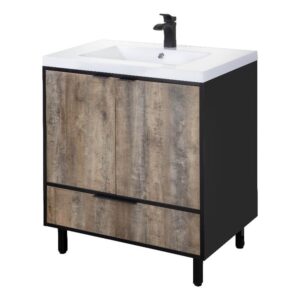 cutler kitchen & bath london 30" wood/cultured marble bathroom vanity in black