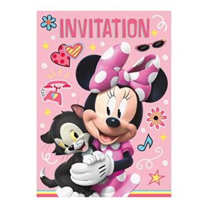 Unique Minnie Birthday Party Supplies Bundle Pack includes 24 Party Invitations with Envelopes and 1 Dinosaur Sticker Sheet