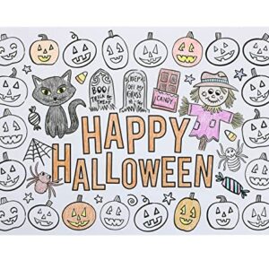 Iconikal Color-Your-Own 2-Sided Reversible Disposable Paper Place Mats, Happy Halloween, 14 x 10-Inches, 22-Count