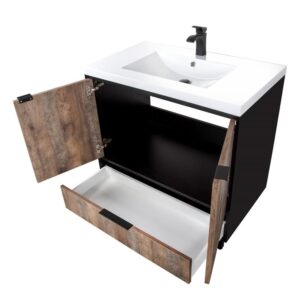 Cutler Kitchen & Bath London 30" Wood/Cultured Marble Bathroom Vanity in Black