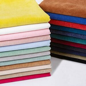 Jennfabric Olive Green"Corduroy" Velvet Narrow Rib Knitted Thin Fabric, Half-Meter, Yellow, Pink, White, Beige, Black, red, Blue and Gray - 5-150cmX50cm