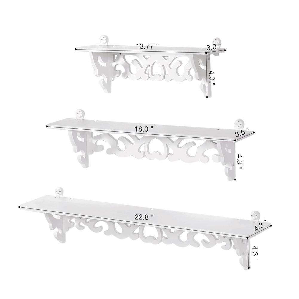 Wall Storage Rack, White Decoration Display Wall Shelf Wall Mount for Living Room