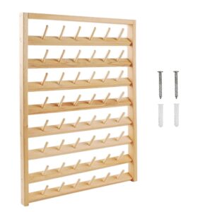 nw 48-spools wooden thread holder sewing and embroidery thread rack and organizer thread rack for sewing with hanging hooks for wall