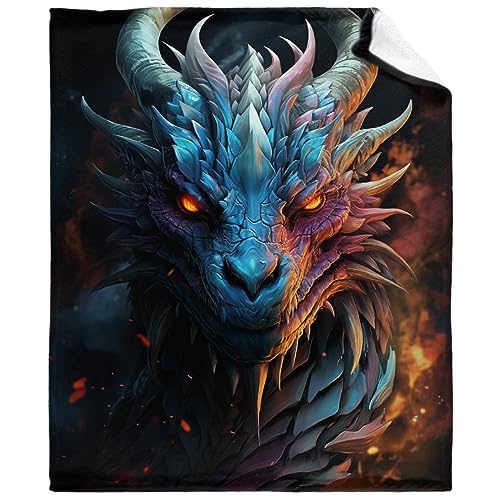 Ultra Soft Flannel Fleece Throw Blanket Dragon All Season Warm and Cozy Quilt Blanket for Bed Sofa Couch 80"X60"for Adult