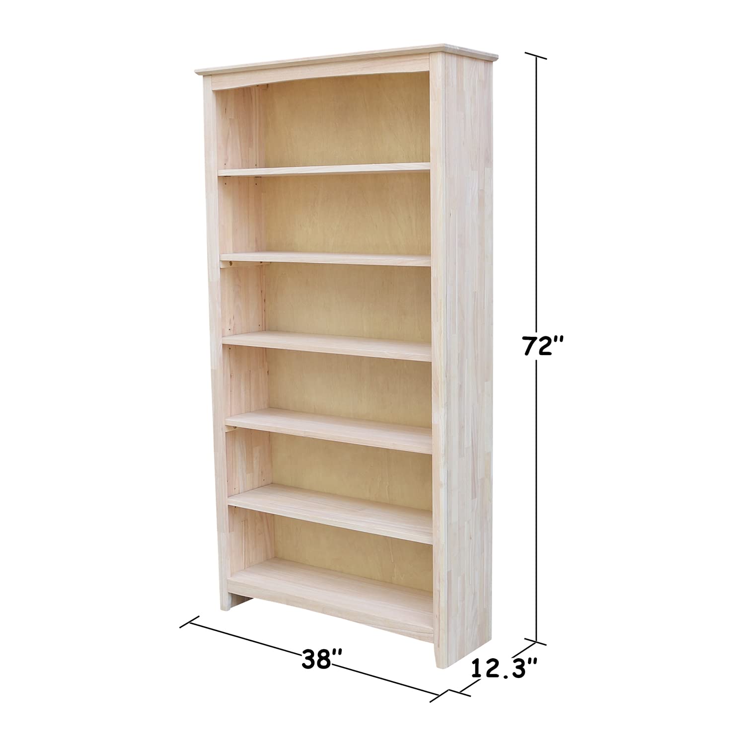 International Concepts 38" Wide Shaker Bookcase - 72 in H - Unfinished