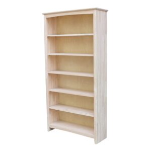 international concepts 38" wide shaker bookcase - 72 in h - unfinished