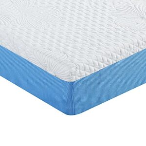 Olee Sleep 9 Inch Ventilated Gel Infused Memory Foam Mattress, CertiPUR-US® Certified, Blue, Twin