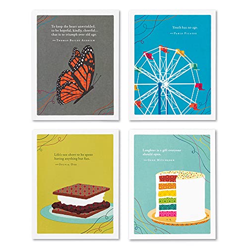 Compendium Positively Green 4-Pack of Birthday Cards - Forever Young, 4.25 in x 5.38 in, 4 Pieces